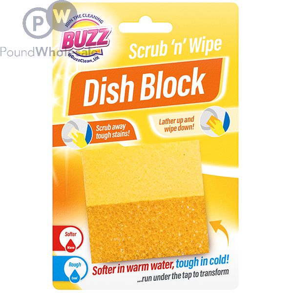 Wholesale Buzz Yellow Scrub 'n' Wipe Dish Block | Pound Wholesale