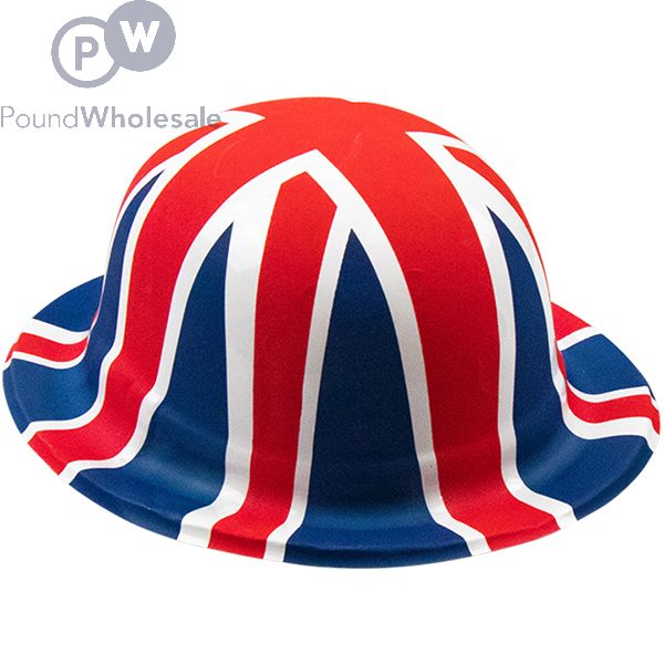 Wholesale Pop Union Jack Plastic Bowler Hat | Pound Wholesale