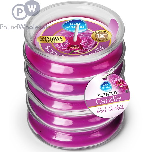 Wholesale Pan Aroma Pink Orchid Ribbed Jar Candle 120g | Pound Wholesale