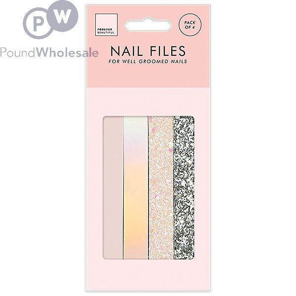 Wholesale Forever Beautiful Assorted Nail Files 4 Pack | Pound Wholesale