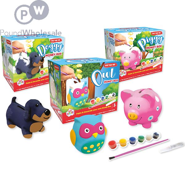 Wholesale Kids Create Paint Your Own Money Box 3 Assorted Designs ...