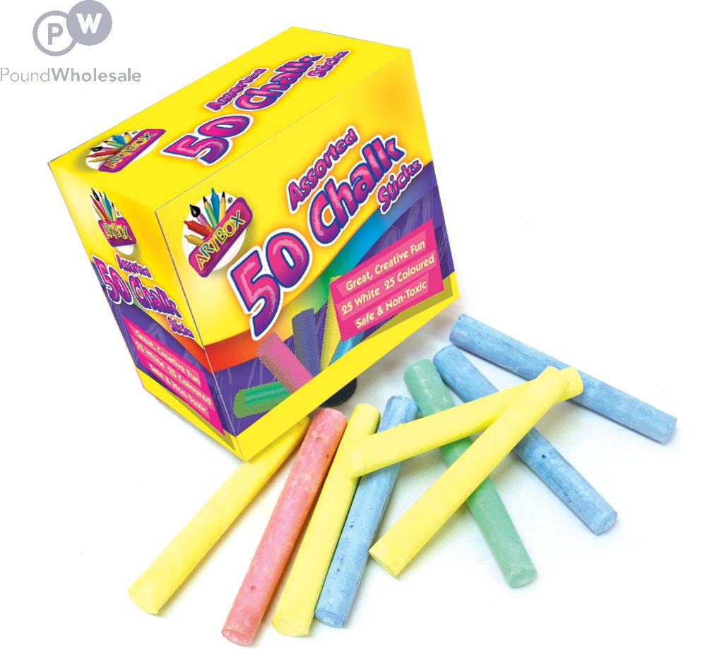 Wholesale Artbox Assorted Chalk Sticks 50 Pack | Pound Wholesale