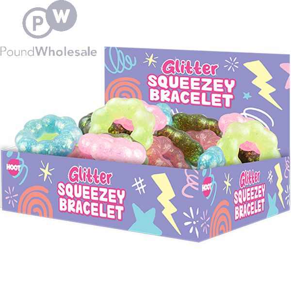 Wholesale Hoot Rubber Glitter Squeezy Bracelet Cdu Assorted | Pound ...