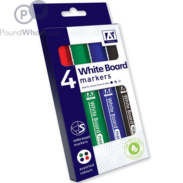 Wholesale White Board Markers Assorted Colours 4 Pack | Pound Wholesale