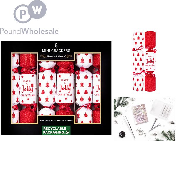 Wholesale Harvey & Mason Mini Red Jolly Christmas Crackers 8.5" 6 Pack ...