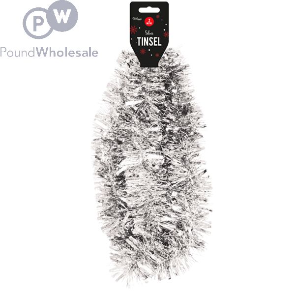 Wholesale Christmas Silver Tinsel 2m | Pound Wholesale