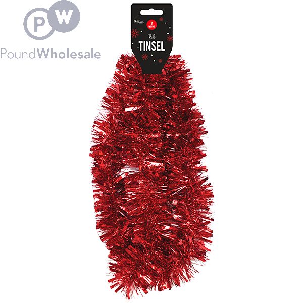 Wholesale Christmas Red Tinsel 2m | Pound Wholesale