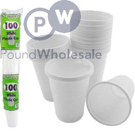 Wholesale White Plastic Cups 100 Pack | Pound Wholesale
