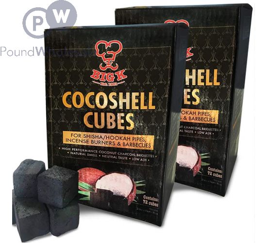 Wholesale Big K Cocoshell Shisha Cubes 1kg 72 Cubes | Pound Wholesale