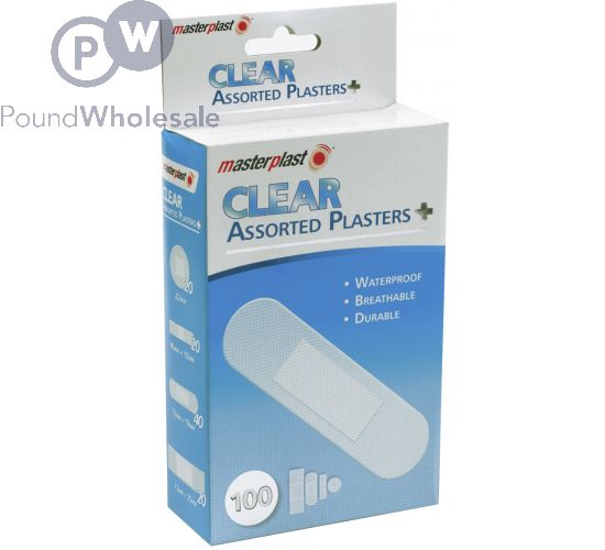 Wholesale Masterplast Clear Assorted Plasters 100 Pack | Pound Wholesale