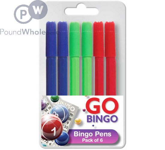 Wholesale 6pk Bingo Pens Assorted Colours | Pound Wholesale