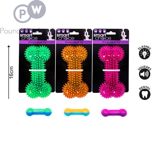 Wholesale Smart Choice Flashing Squeaky Rubber Spiky Bone Dog Toy ...