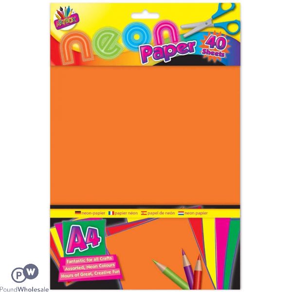 Wholesale Artbox A4 Assorted Colour Neon Paper 40 Sheets | Pound Wholesale