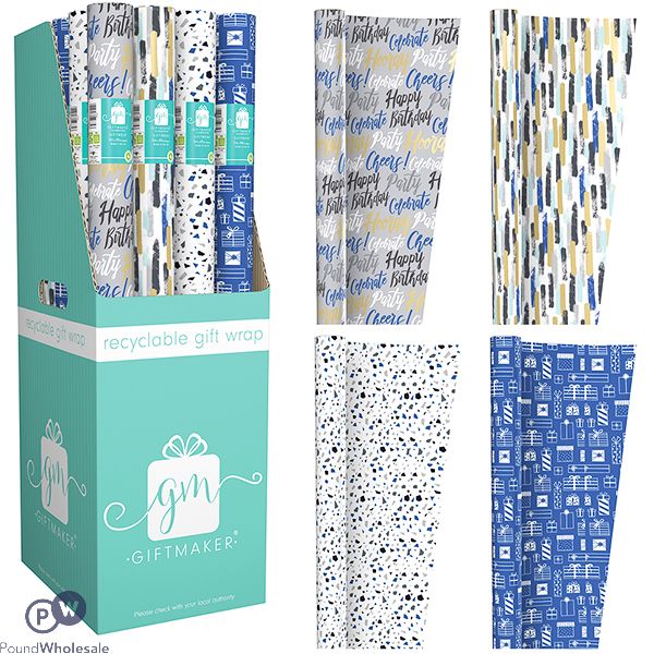 Wholesale Giftmaker Happy Birthday Recyclable Gift Wrap 3m Cdu Assorted ...