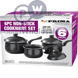 Wholesale Prima Non-stick Black Saucepan Cookware Set 6pc | Pound Wholesale