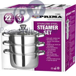 Wholesale Prima Stainless Steel Steamer Set 3pc | Pound Wholesale