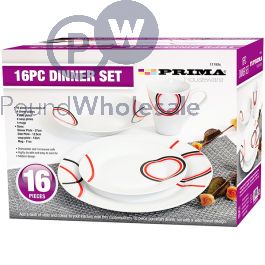 Wholesale Prima Red & Black Wild Flower Dinner Set 16pc | Pound Wholesale