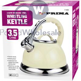 Wholesale Prima Cream & Chrome Stainless Steel Whistling Kettle 3.5l ...