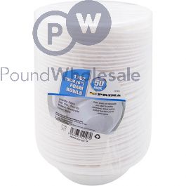 Wholesale Prima Disposable White Polystyrene Foam Bowls 15cm 50 Pack ...
