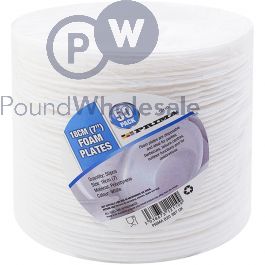 Wholesale Prima Disposable White Foam Plates 18cm 50 Pack | Pound Wholesale