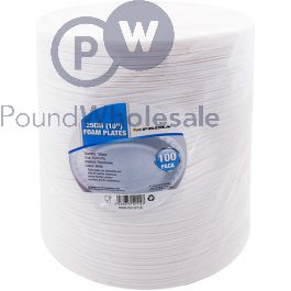 Wholesale Prima Disposable White Foam Plate 25cm 100 Pack | Pound Wholesale