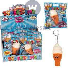 Wholesale Squeez-em's Super Squishy Ice Cream Key Rings | Pound Wholesale