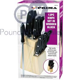 Wholesale Prima Knife Set In Wooden Block 13pc | Pound Wholesale