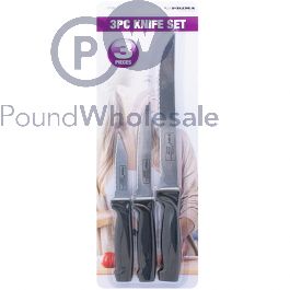 Wholesale Prima Stainless Steel Serrated Kitchen Knife Set 3pc | Pound ...
