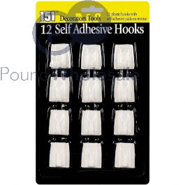 Wholesale 151 Self-adhesive White Plastic Hooks 12 Pack | Pound Wholesale