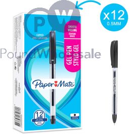 Wholesale Paper Mate Black Jiffy Stylo 0.5mm Gel Pen 12 Pack | Pound ...
