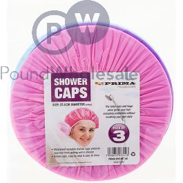Wholesale Prima Shower Caps Assorted Colours 27.5cm 3 Pack | Pound ...