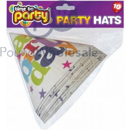 Wholesale Time To Party Happy Birthday Party Hats | Pound Wholesale