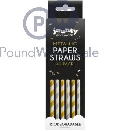 Wholesale Jaunty Partyware Biodegradable Metallic Paper Straws 40 Pack ...