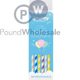 Wholesale Jaunty Partyware Biodegradable Pastel Paper Straws 40 Pack ...