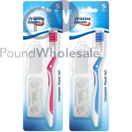 Wholesale Pristine Gleam Complete Toothbrush Travel Set 5 Pack Assorted ...