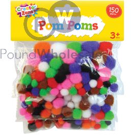 Wholesale Creator Zone Assorted Craft Pom Poms 150pc | Pound Wholesale