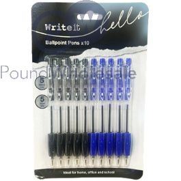 Wholesale Write It Assorted Colour Retractable Ballpoint Pens 10 Pack ...