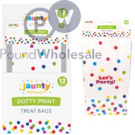 Wholesale Jaunty Dotty Print Party Treat Bags 12 Pack | Pound Wholesale