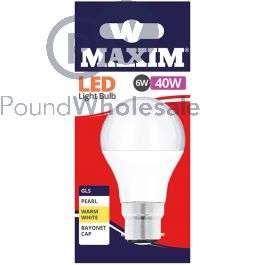 Wholesale Maxim Led Light Bulb 6w=40w Gls Pearl Warm White Bayonet Cap ...