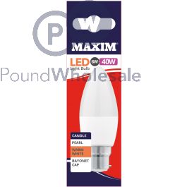 Wholesale Maxim Led Light Bulb 6w=40w Candle Pearl Warm White Bayonet ...