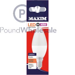 Wholesale Maxim Led Light Bulb 6w=40w Candle Pearl Warm White Ses ...