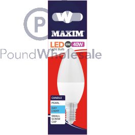 Wholesale Maxim Led Light Bulb 6w=40w Candle Pearl Day Light White Ses ...
