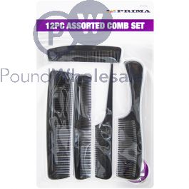 Wholesale Prima Assorted Black Comb Set 12pc | Pound Wholesale