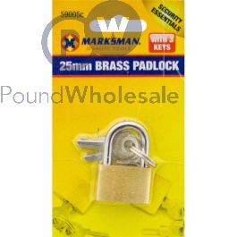 Wholesale Marksman 25mm Brass Padlock With 3 Keys | Pound Wholesale