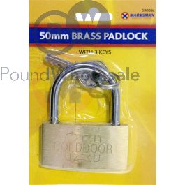 Wholesale Marksman 50mm Brass Padlock With 3 Keys | Pound Wholesale