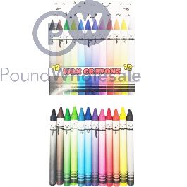Wholesale Wax Crayons 12 Pack Assorted Colours | Pound Wholesale