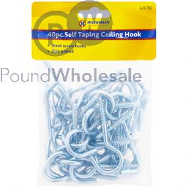 Wholesale Marksman Self-tapping Ceiling Hooks 40pc | Pound Wholesale