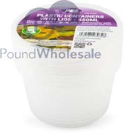 Wholesale Clear Plastic Round Food Containers With Lid 550ml 5 Pack ...