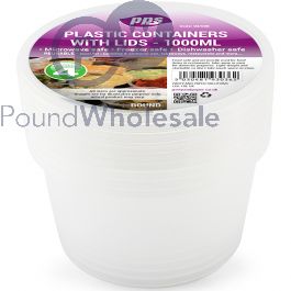 Wholesale Clear Plastic Round Food Containers With Lid 1000ml 4 Pack ...