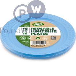 Wholesale Light Blue Plastic Plates 18cm 15 Pack | Pound Wholesale